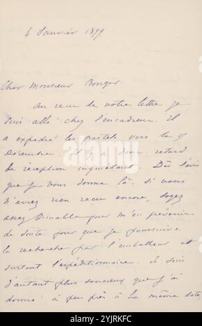 Letter to Andries Bonger, Odilon Redon, 1912 letter Paris paper. ink ...