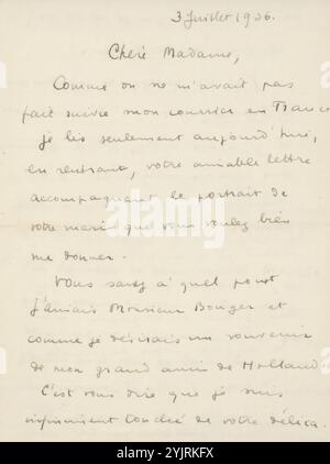 Letter to Andries Bonger, letter, writer: Pierre-Georges Martin, Agay ...