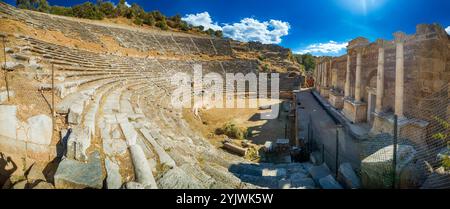 Ruins of the ancient city of Nysa in Aydın, Turkey, featuring remnants ...