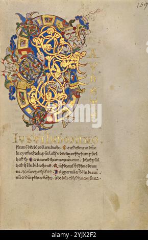Decorated Initial C, Montecassino, Italy, 1153, Tempera colors, gold ...