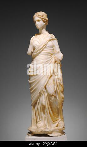 This statue represents a young Roman woman, showcasing classical Roman ...
