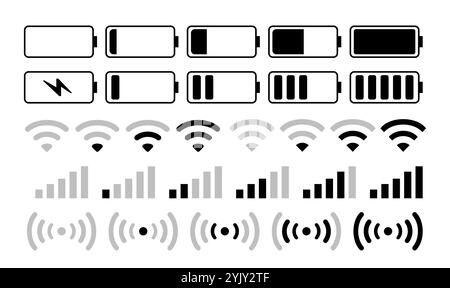 Battery icons. UI elements set. Battery charge level indicators. Vector ...