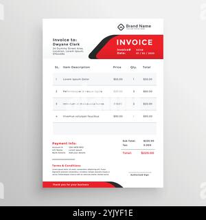 stylish red theme invoice template design Stock Vector Image & Art - Alamy