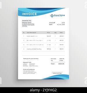 blue business invoice template design Stock Vector Image & Art - Alamy