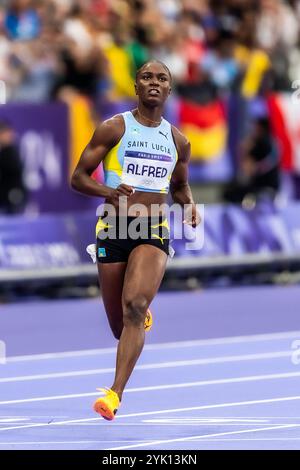 Julien Alfred of Saint Lucia competes in heat 4 of the Women's 100 ...