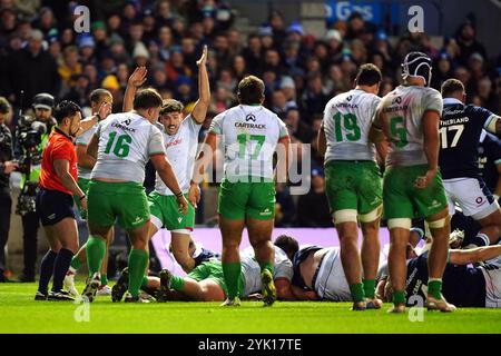 Scotland's Jamie Dobie scores his sides fourth try of the game during ...