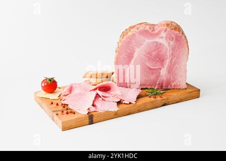 artisan cooked ham in Italy on white background Stock Photo - Alamy