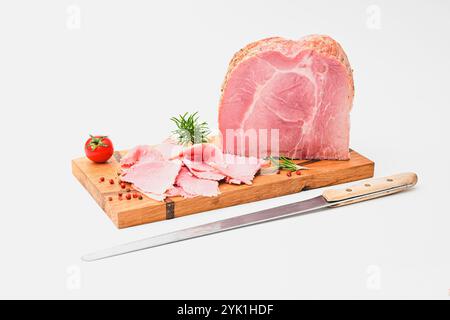 artisan cooked ham in Italy on white background Stock Photo - Alamy
