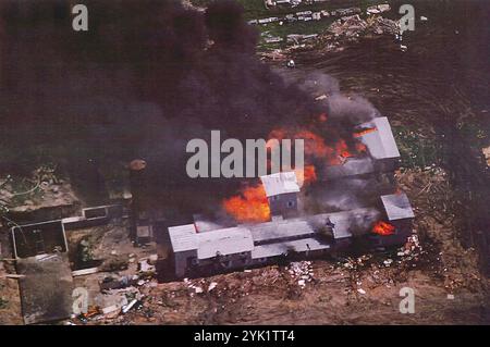 An aerial photograph of the Branch Davidian's Mount Carmel center on ...