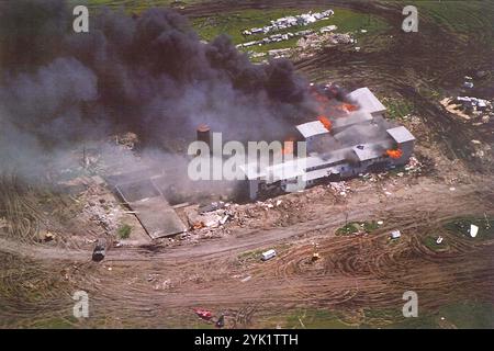 An aerial photograph of the Branch Davidian's Mount Carmel center on ...