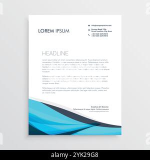 blue wavy letterhead design template Stock Vector Image & Art - Alamy