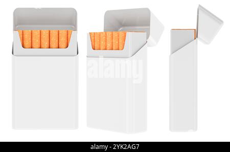 Opened Pack of Cigarettes, 3D rendering isolated on white background ...