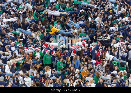South Bend, Indiana, USA. 16th Feb, 2025. Louisville guard Chucky ...