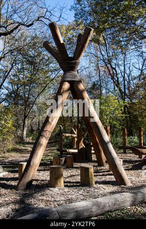 Teepee log structure at Madbin Jina at Point Pelee National Park in ...