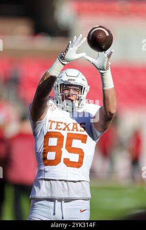 November 16, 2024: Gunnar Helm #85 Texas tight end looks in a ball ...