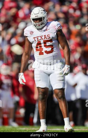 Texas defensive lineman Vernon Broughton speaks during a press ...