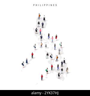 Philippines People Icon Map. People Crowd in the Shape of a Map of ...