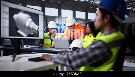 Engineer Doing 3D CAD Model Design On Computer At Factory Stock Photo ...
