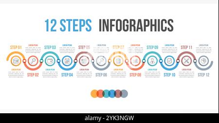 Infographic design template with 12 steps. Vector illustration Stock ...
