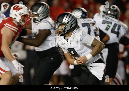 Oregon quarterback Dillon Gabriel runs a drill at the NFL football ...