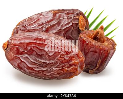 Semi-dry dates, or date palm fruits isolated on white background. File ...