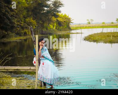 Bongonari with saree. A beautiful girl put on saree looking like more ...