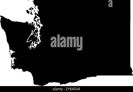 washington state outline administrative and political vector map in ...