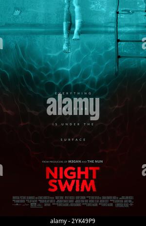 Night Swim (2024) directed by Bryce McGuire and starring Wyatt Russell ...