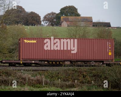 Touax shipping container on a freightliner train, UK Stock Photo - Alamy