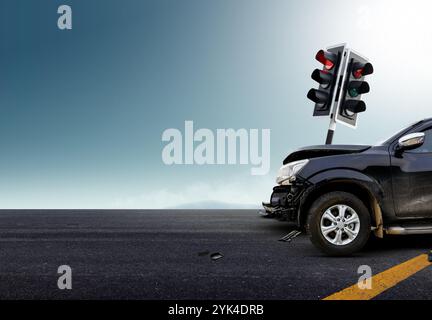 detailed image of a car crash at an intersection, highlighting severe ...