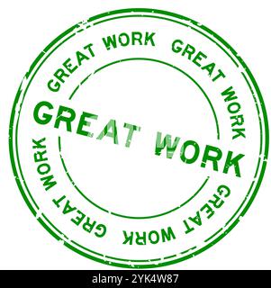 Grunge green great work word rubber seal stamp on white background ...