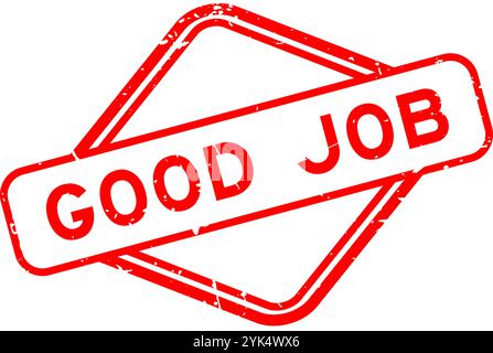 Grunge red good job word hexagon rubber seal stamp on white background ...