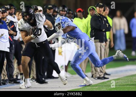 North Carolina defensive back Kaleb Cost (21) follows a play against ...