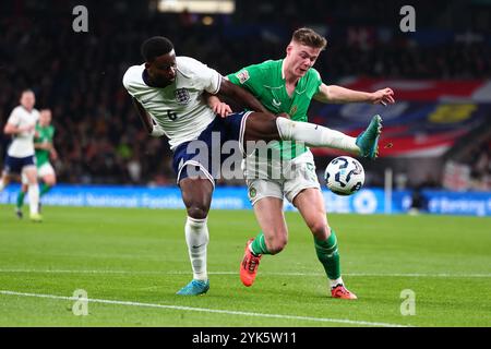 Marc Guehi of England competes for the ball with Kwasi Sibo of Ghana ...