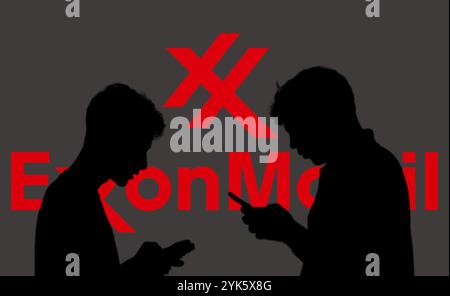 ExxonMobil Corporation Logo on a mobile screen stock image. It's a ...