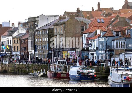 Coastal view of Pier Road in Whitby North Yorkshire Stock Photo - Alamy