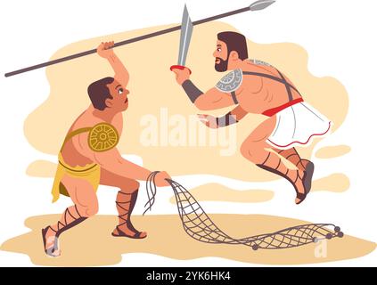 A scene of Greek soldiers in a battle, vintage line drawing or ...