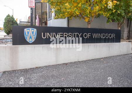 University of Windsor sign on Goyeau Street in downtown Windsor ...