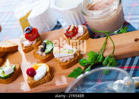 Assorted homemade canape appetizers Stock Photo - Alamy