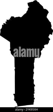 Map illustration of Benin with the flag. Cartographic illustration of Benin and neighboring ...