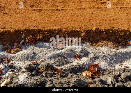 Construction photos of new baseball, softball, sports field red clay ...