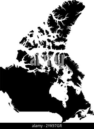 Canada Country Map. Black silhouette and outline isolated on white ...