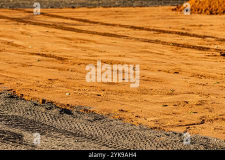 Construction photos of new baseball, softball, sports field red clay ...
