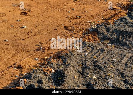 Construction photos of new baseball, softball, sports field red clay ...