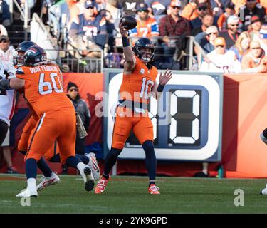 Denver Broncos quarterback Bo Nix takes part in drills during practice ...