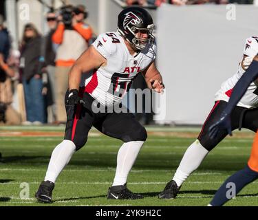 Atlanta Falcons guard Ryan Neuzil (64) lines up during the first half ...