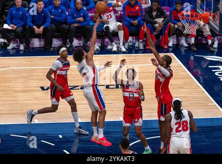 Detroit Pistons guard Cade Cunningham (2) makes a shot during the first ...