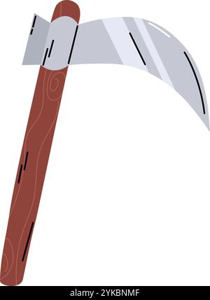 Wooden handle sickle, illustration, vector on a white background Stock ...