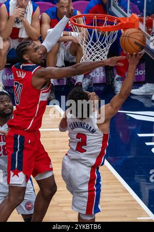 Detroit Pistons guard Cade Cunningham (2) collides with Brooklyn Nets ...