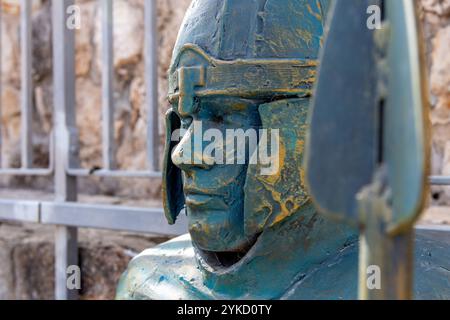 Bronze statue along the Rampart Walk in Old Town Jerusalem Stock Photo ...